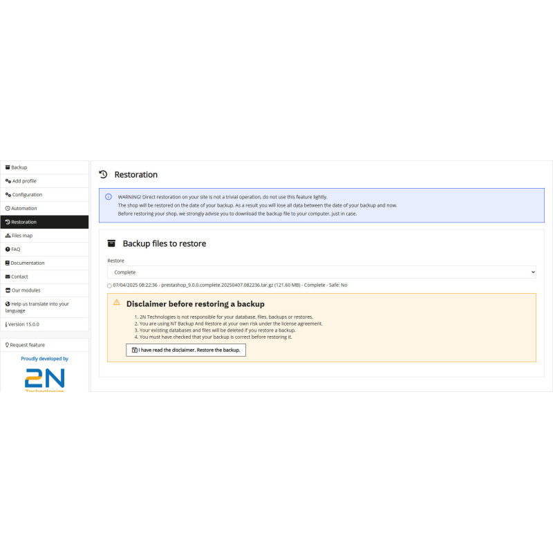 NT Backup And Restore, easily backup your shop